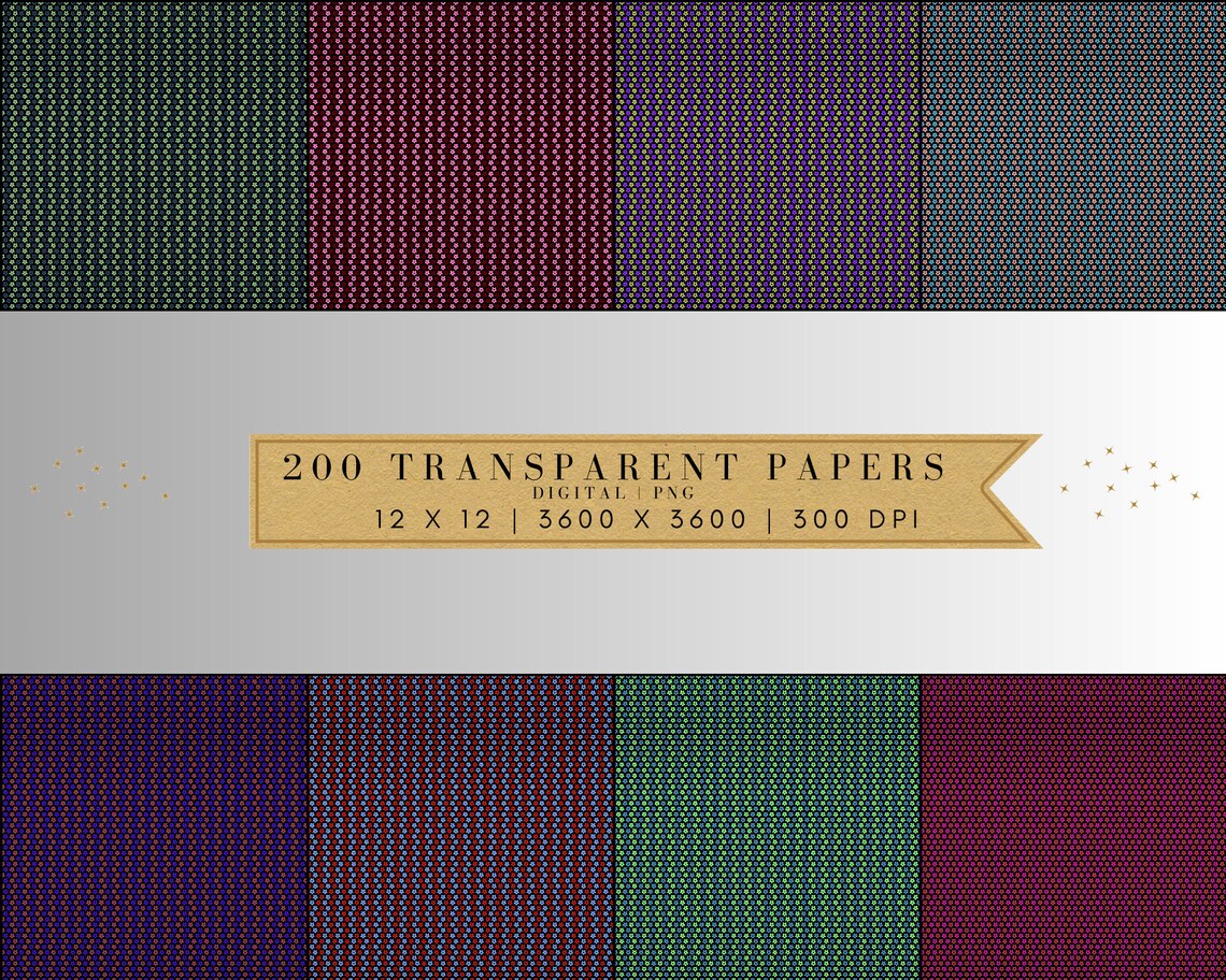 Transparent Digital Paper Pack | Patterns | 5-pointed With White ...