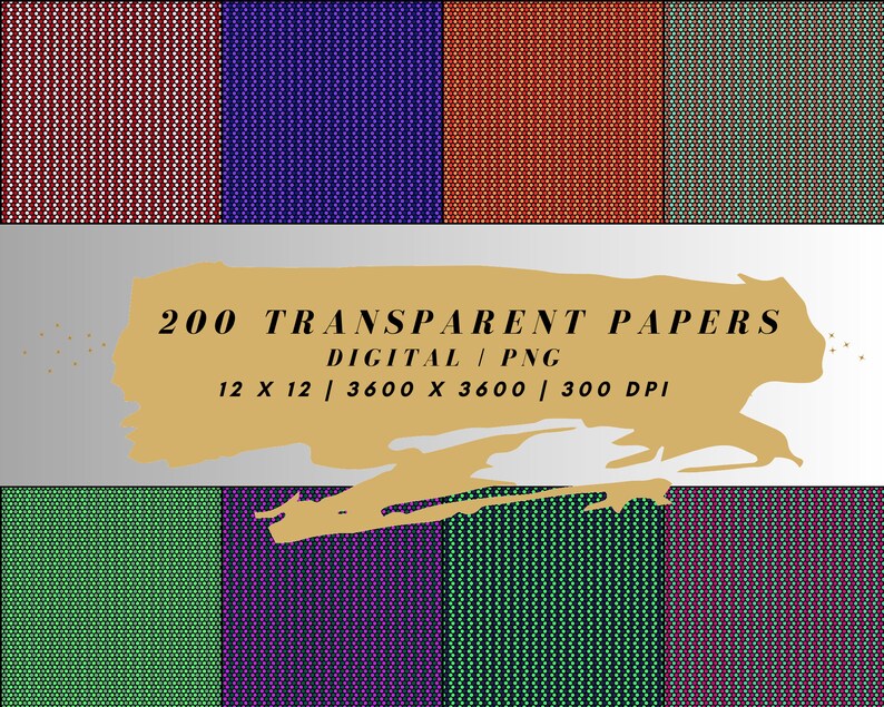 200 Transparent Digital Papers | Repeating Pattern | Seamless PNG ...
