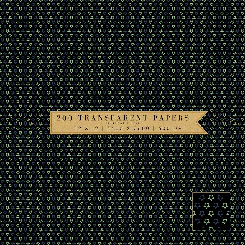 Transparent Digital Paper Pack | Patterns | 5-pointed With White ...