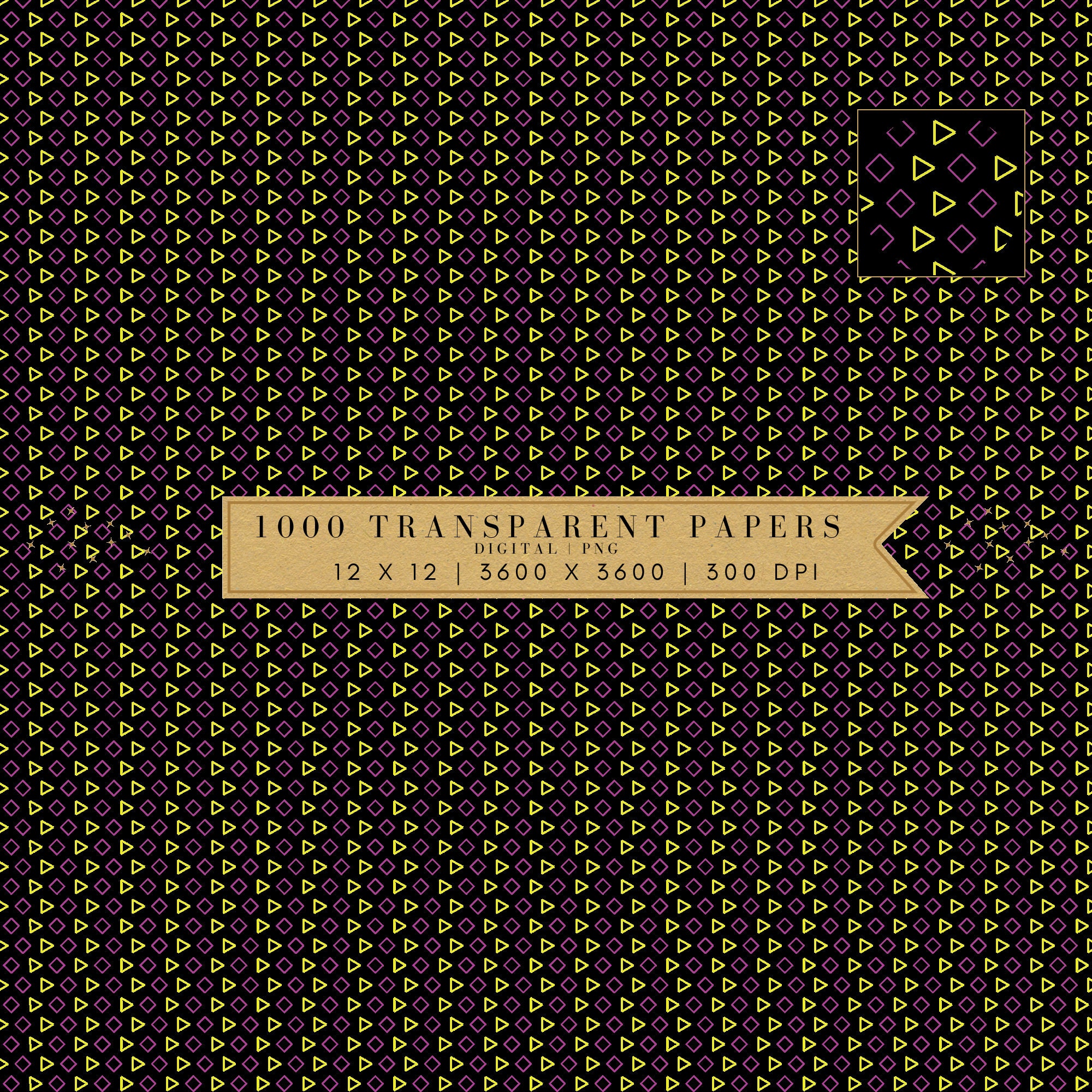 1000 Transparent Digital Papers | PNG Overlay | Triangles & Squares ...