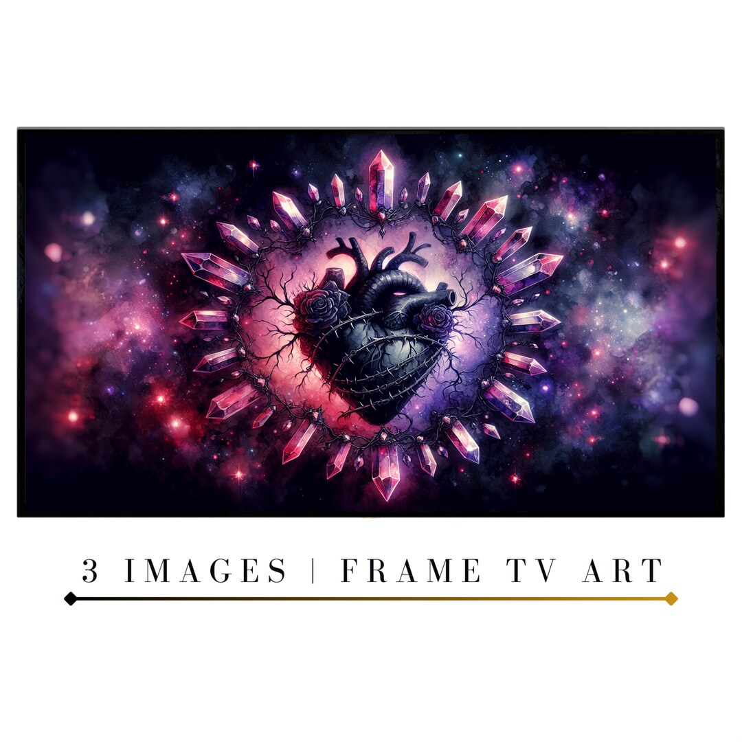 Heart Art Print, Colorful Heart, Chain and Hands, Dark Heart Painting ...