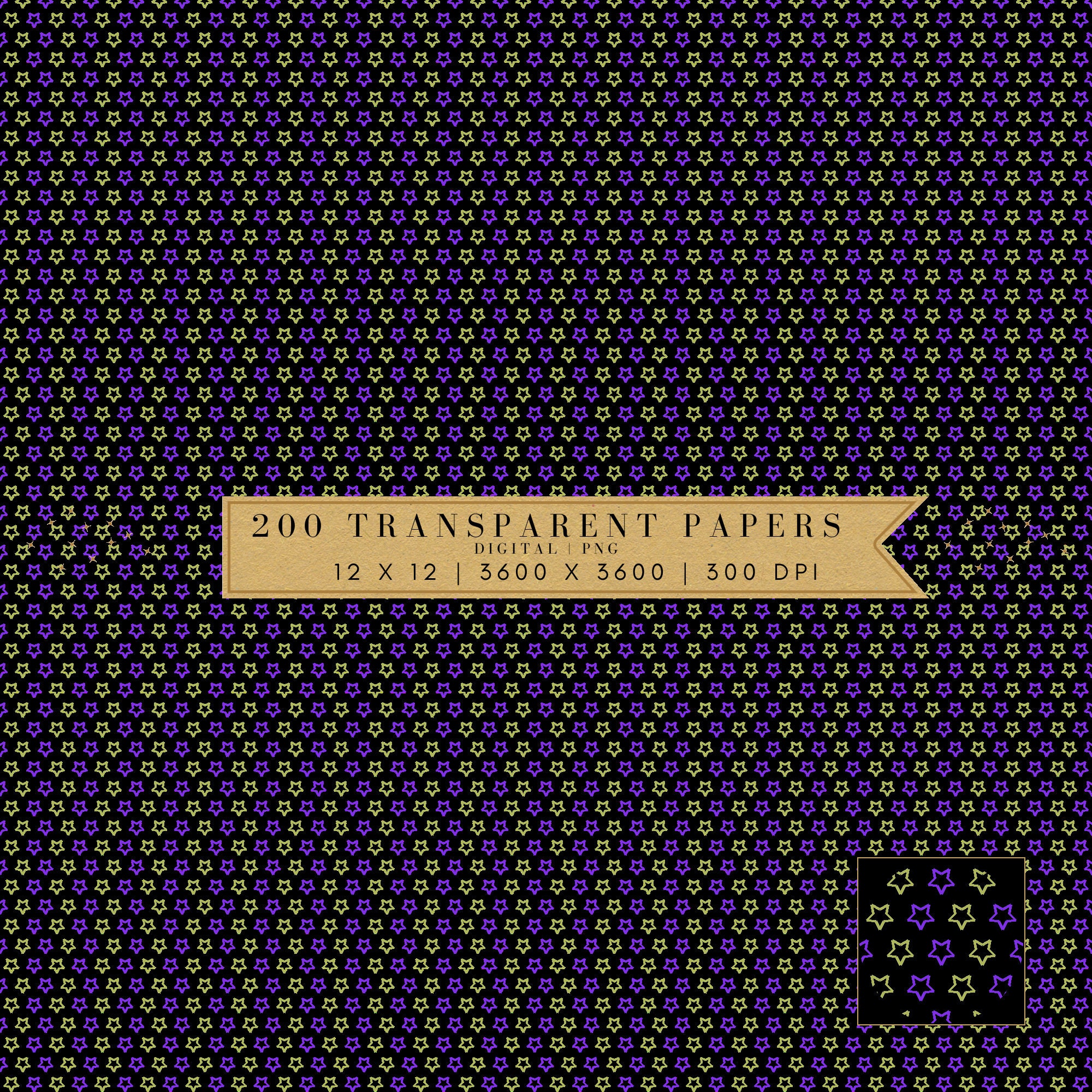 Transparent Digital Paper Pack | Patterns | 5-pointed With White ...