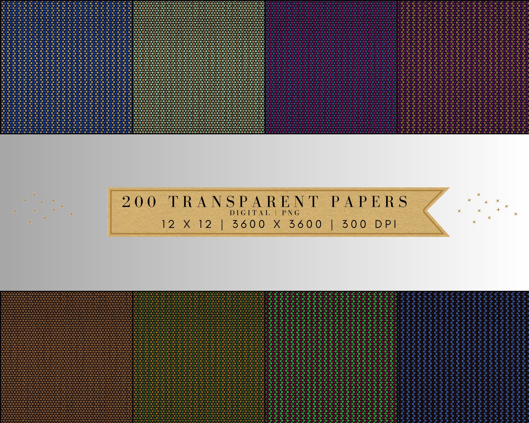 Transparent Digital Paper Pack | Star Overlay, Square & Diamond ...