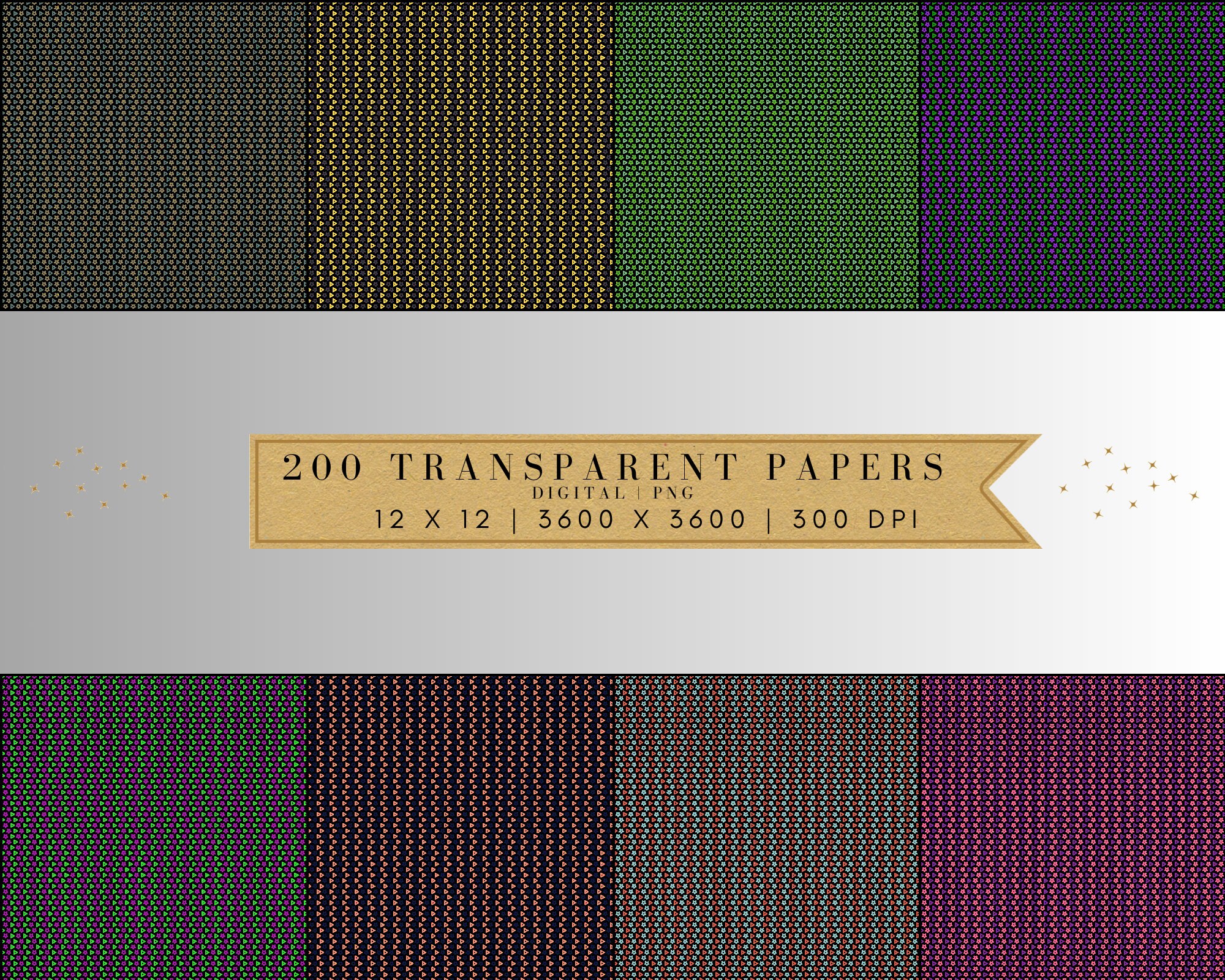 Transparent Digital Paper Pack | PNG Format | Commercial Use | Star and ...