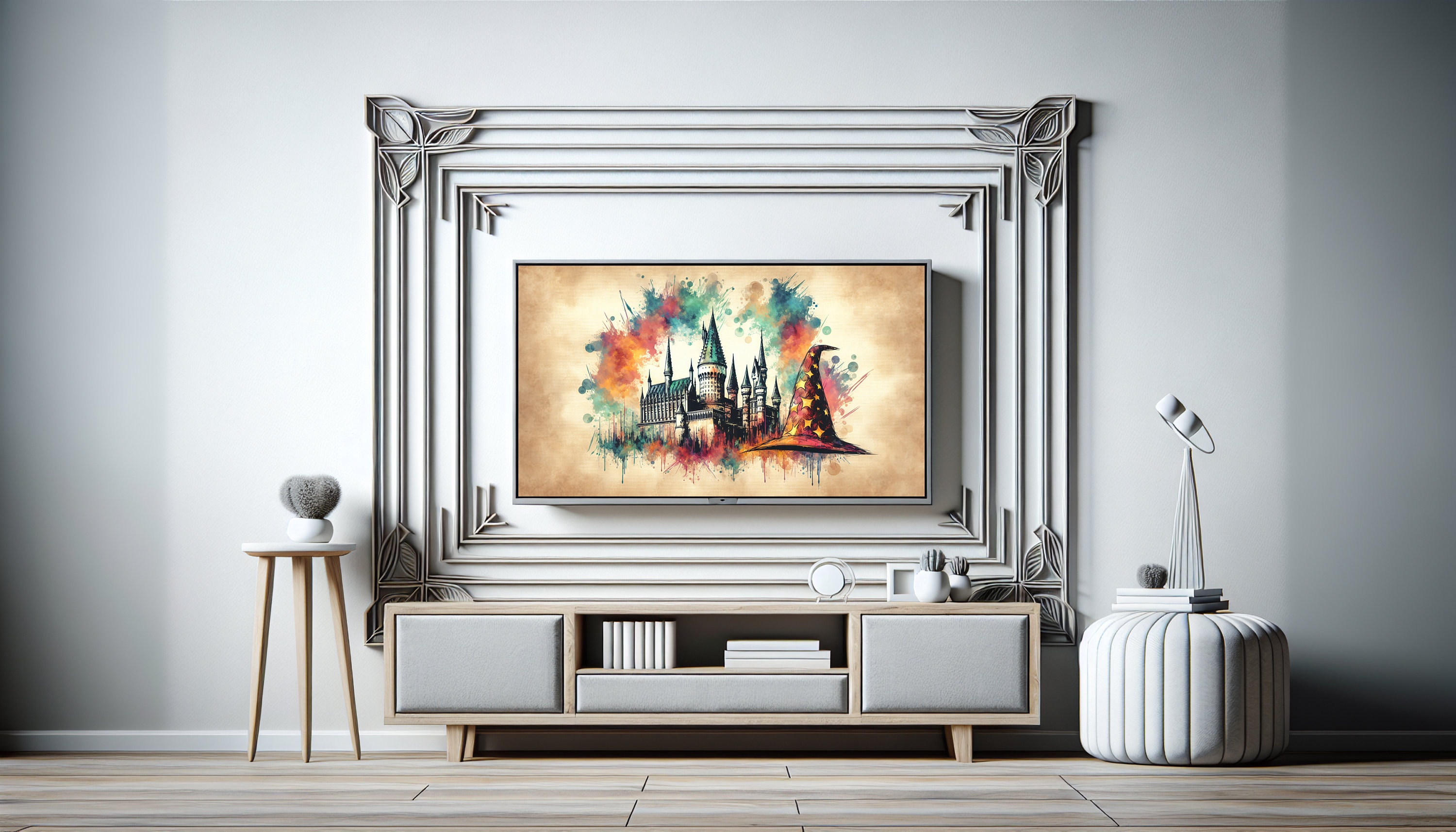 Samsung Frame TV Art | Whimsical, Colorful Castle With Bright Buildings ...