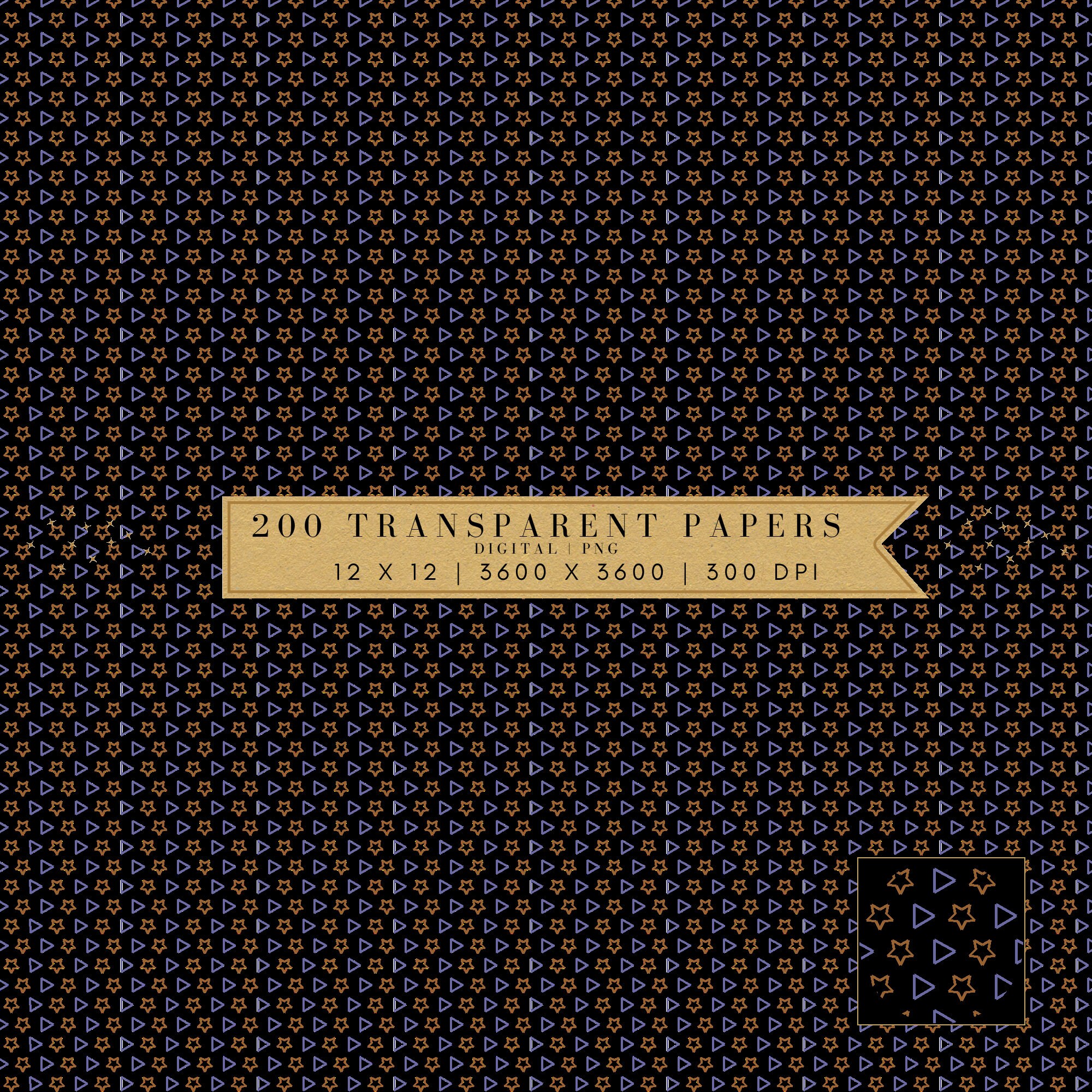 Transparent Digital Paper Pack | PNG Format | Triangles & Stars Pattern ...