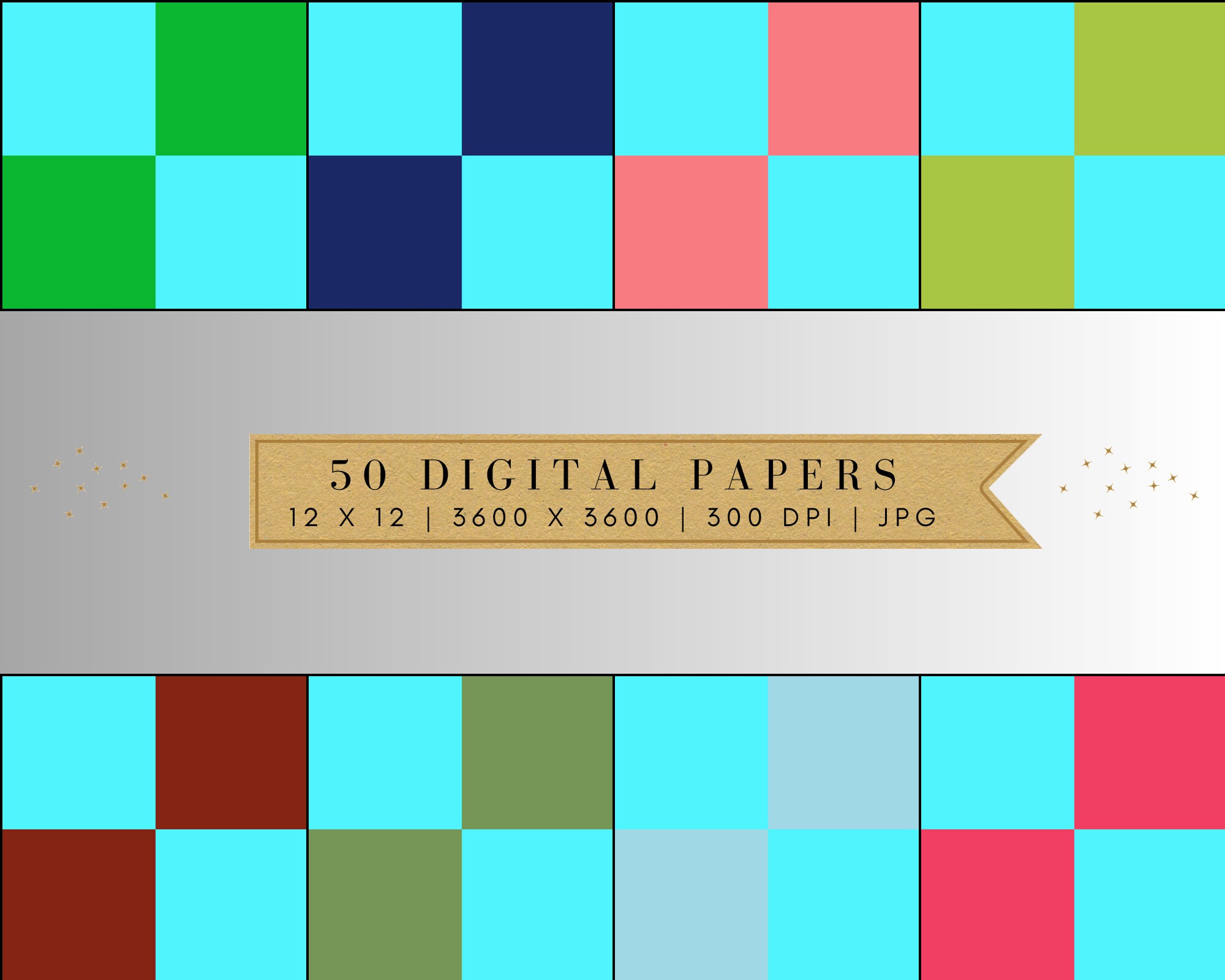 Digital Paper Pack | Light Blue Squares | Checkerboard Pattern | 2x2 ...