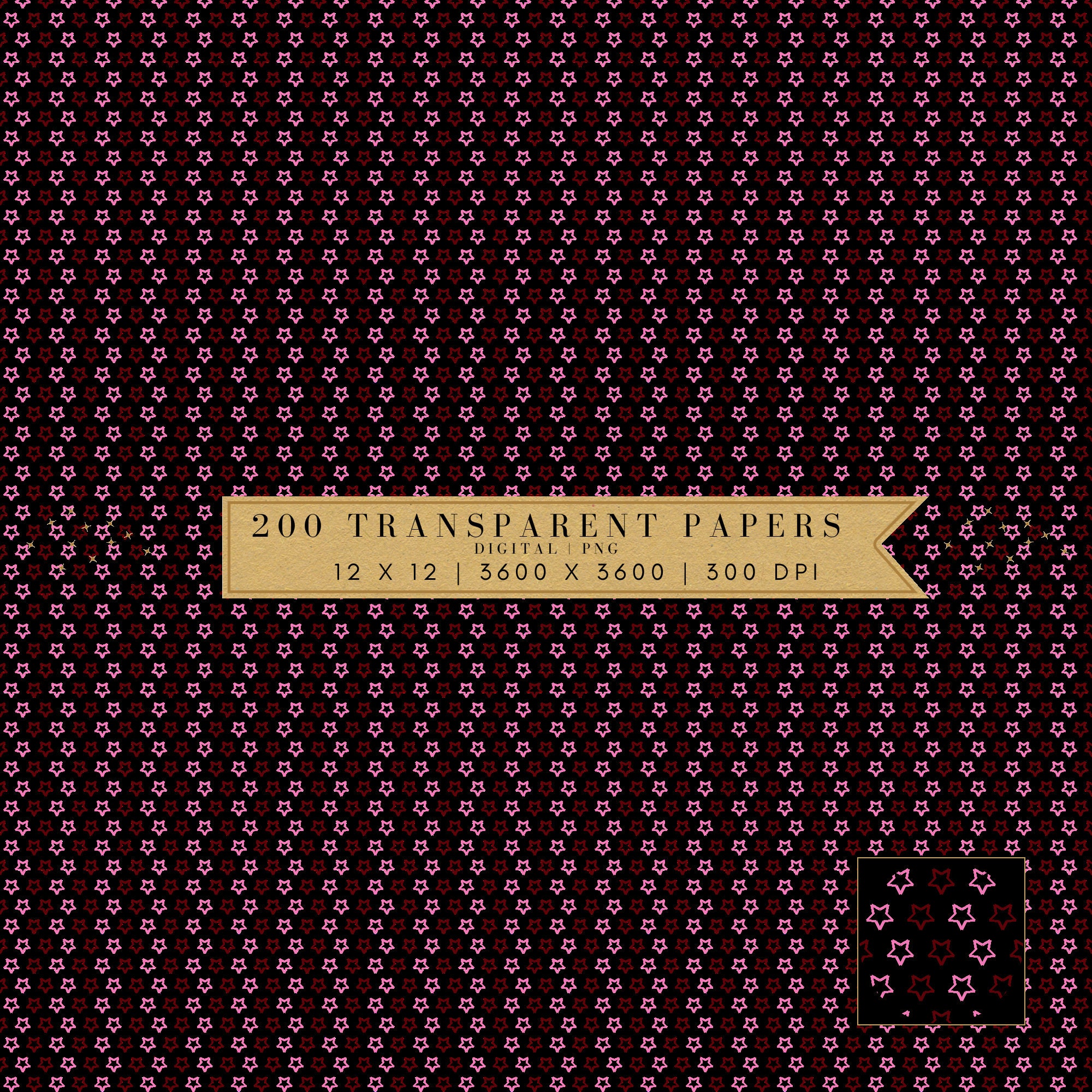 Transparent Digital Paper Pack | Patterns | 5-pointed With White ...