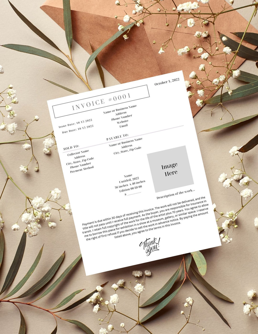 Editable and Printable Invoice Template for Artists! Canva or PDF ...