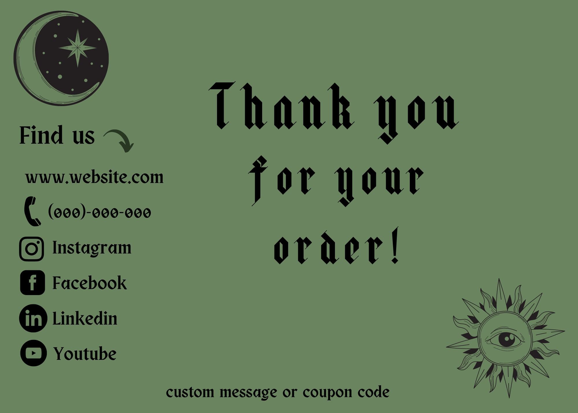 Gothic Style Thank You Card Editable as CANVA Template or PDF - Etsy