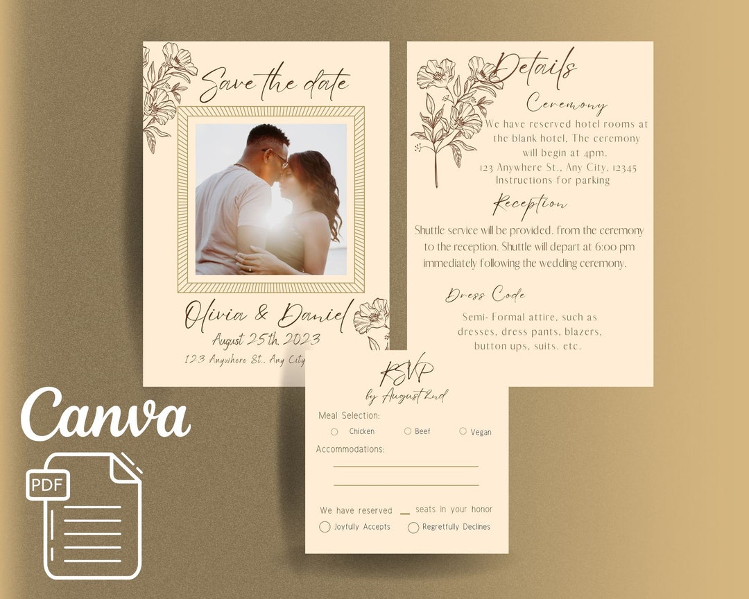 Editable Wedding Invitation Template - Etsy
