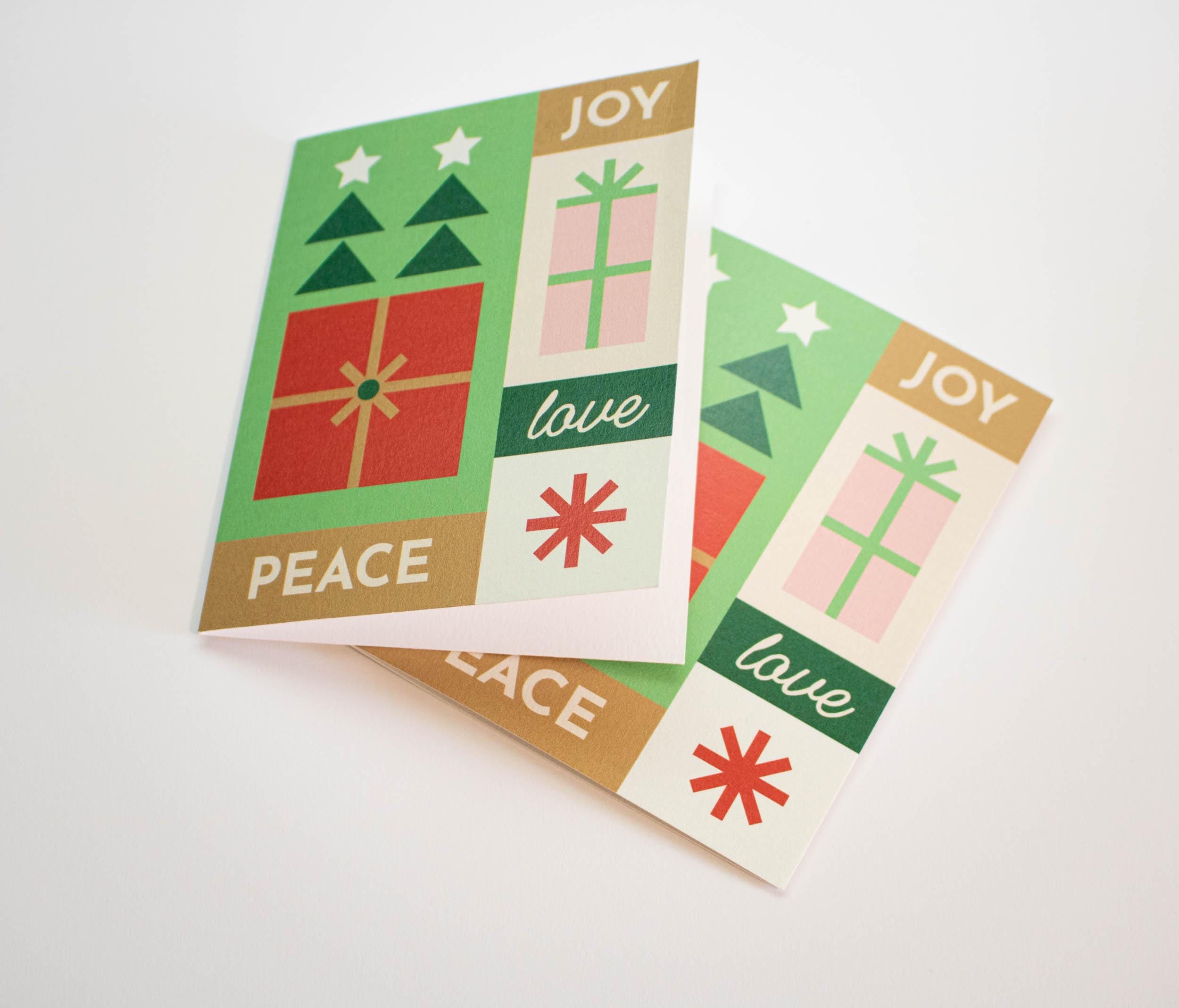 Variety of Geometric Christmas Cards | Set of 4 With Envelopes - Etsy