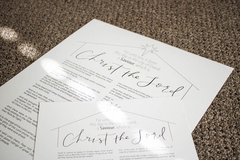 Luke 2 Nativity Story Print: Scripture Christmas Wall Art, Nativity ...