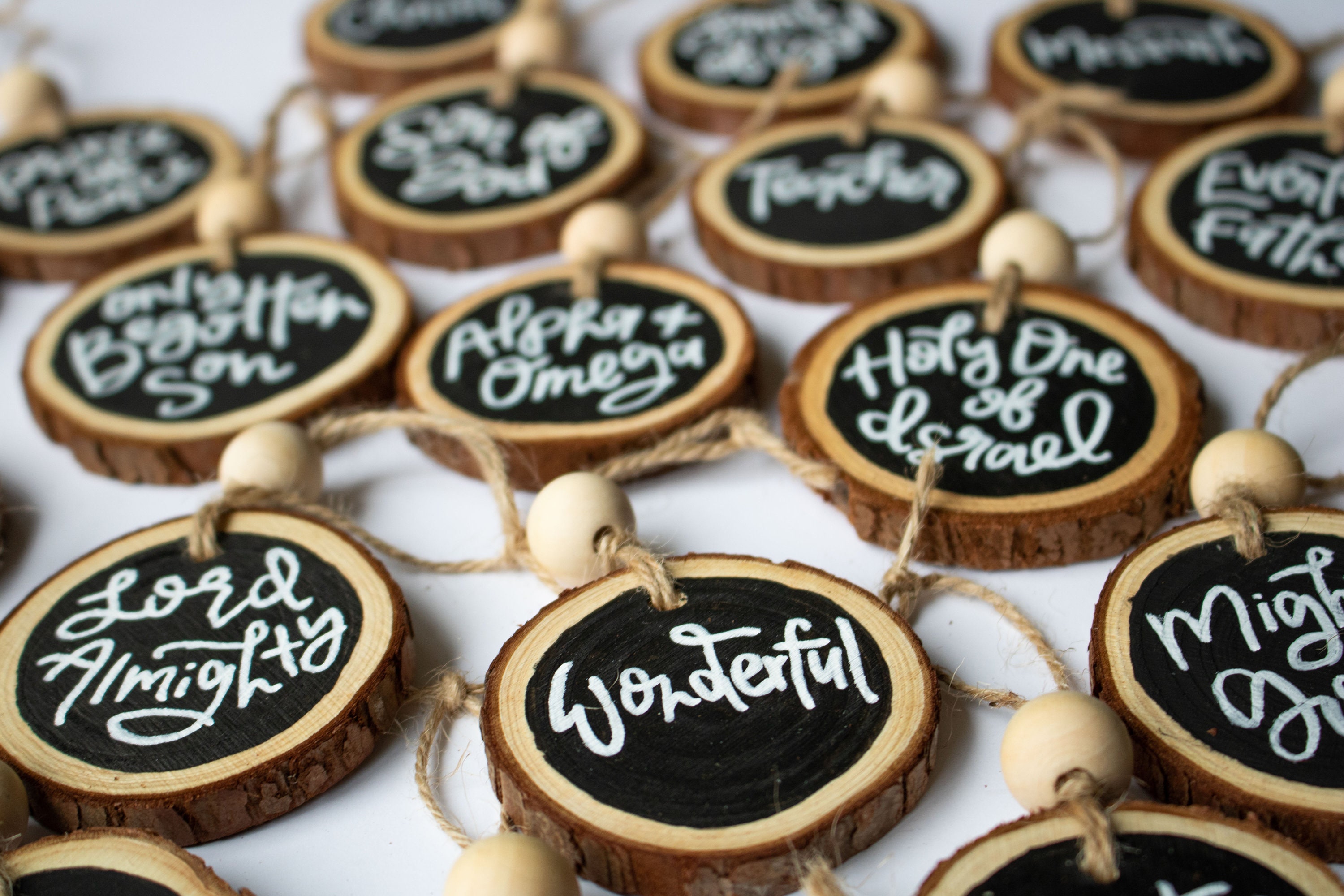 Names of Christ Ornaments Set of 12 or 25 | Hand-painted Wood | Advent ...