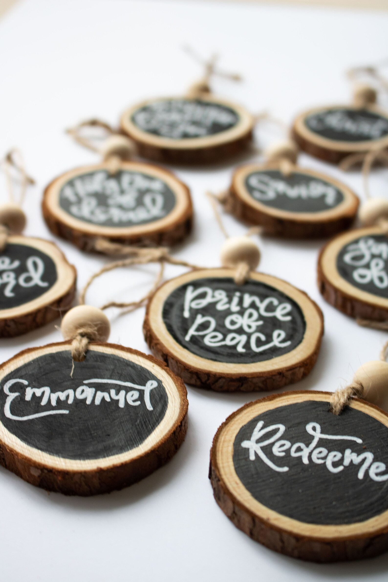 Names of Christ Ornaments Set of 12 or 25 | Hand-painted Wood | Advent ...