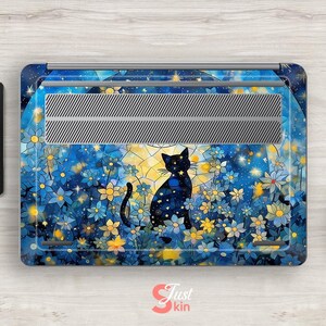 Dell Computer Sticker Custom Blue Flower and Cat Sticker Gift for ...