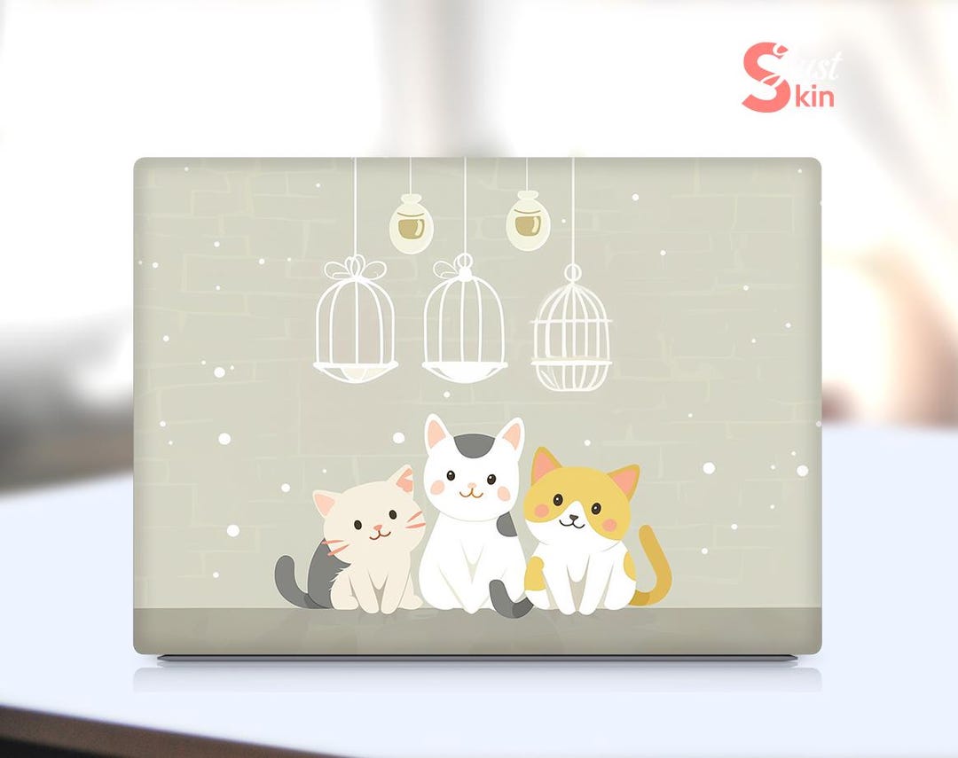 HP Laptop Decal Three Cute Cats Personalized Custom Design Vinyl Decal ...