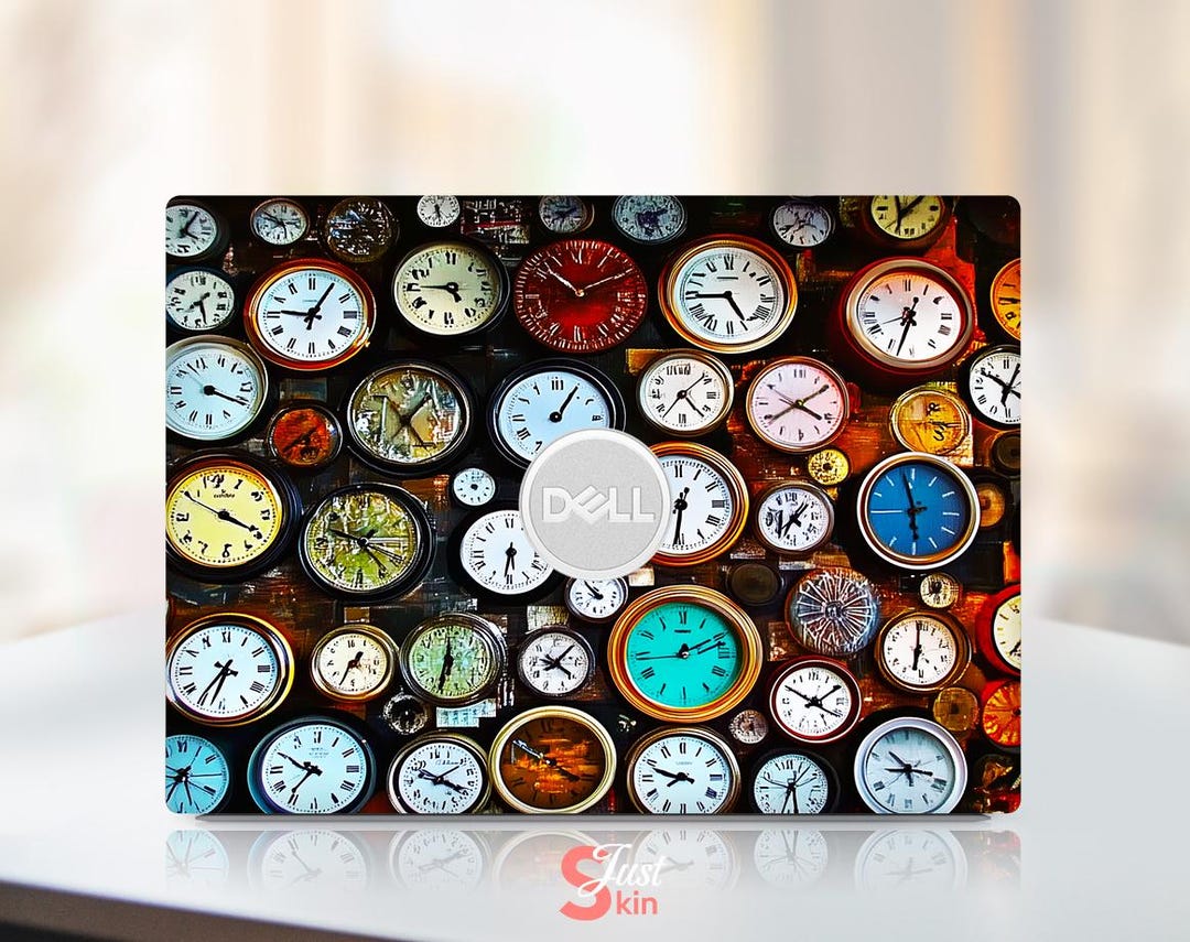 Dell Computer Skin Decal Protector Office Gift for Husband Retro Clock ...