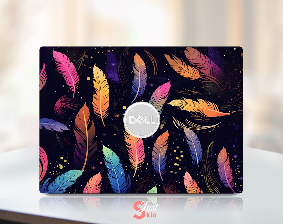 Dell Computer Sticker Custom Personalized Colorful Feather Gift for ...