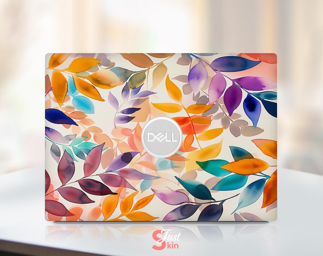 Dell Laptop Decal Colorful Leaf Pattern Personalized Custom Gift Vinyl ...