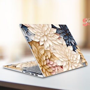 Lenovo Laptop Skin, Personalized Gift Bright Aesthetic Flowers Design ...
