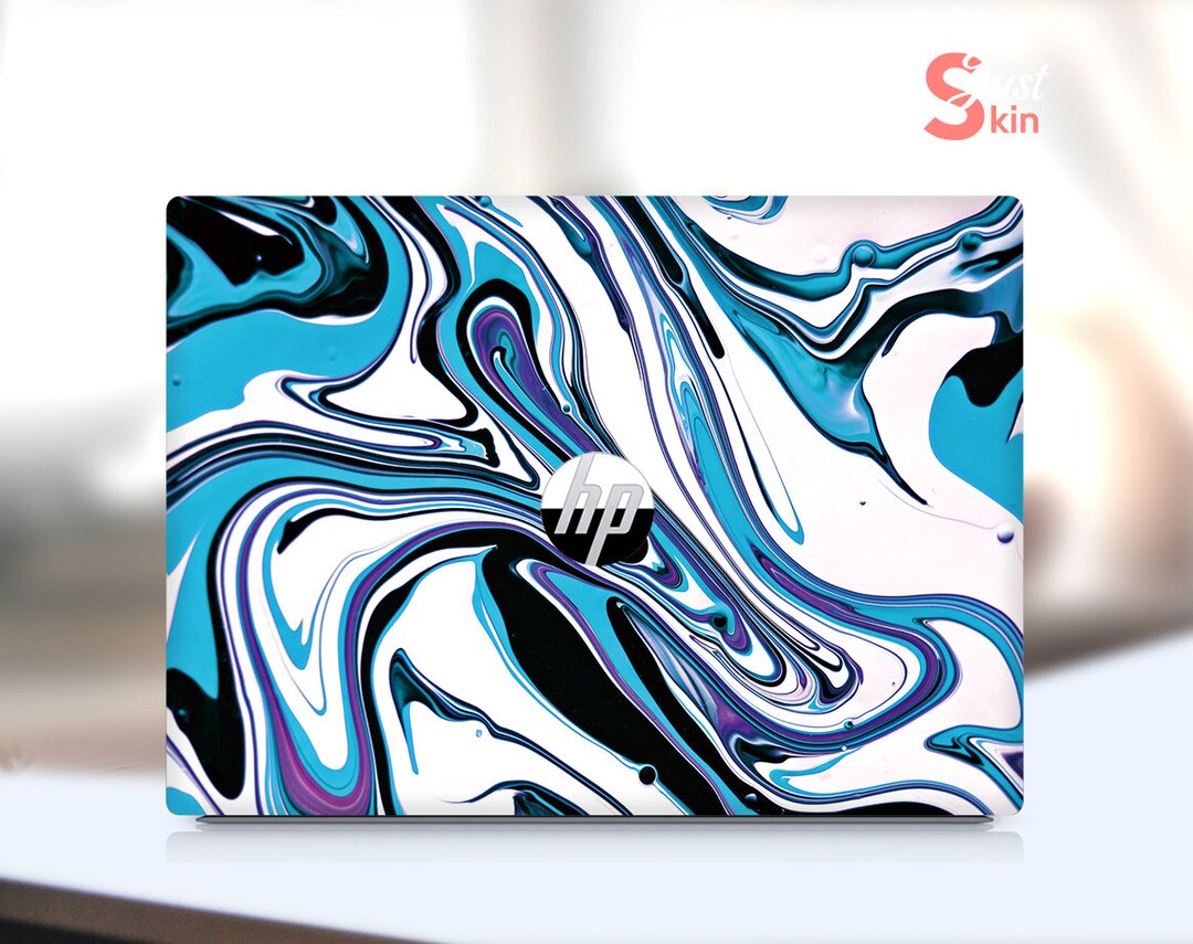 Hp Laptop Skin, Customization Gift, Pre-cut Personalized Blue Vinyl ...