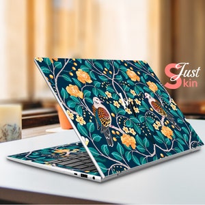 Hp Laptop Skin, Personalizedsticker Green Natural Wild Flowers Bird ...