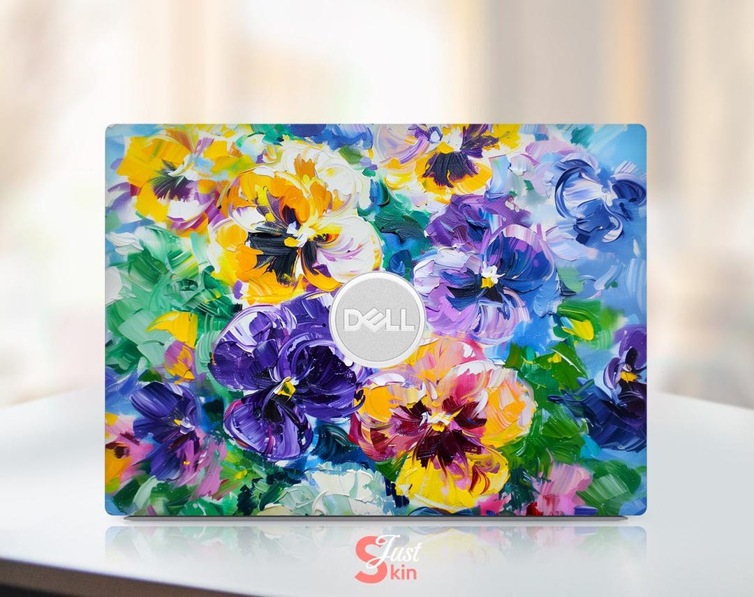 Dell Laptop Decal Oil Painting Flowers Personalized Gift Vinyl Decal ...
