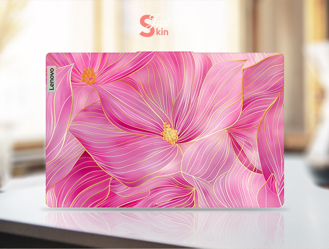 Lenovo Laptop Decal Personalized Gift Pink Fresh Lotus Design Vinyl ...
