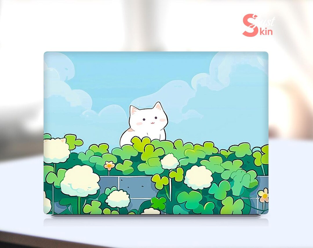 HP Laptop Sticker Custom Cute White Cat Design Vinyl Decal for Spectre ...