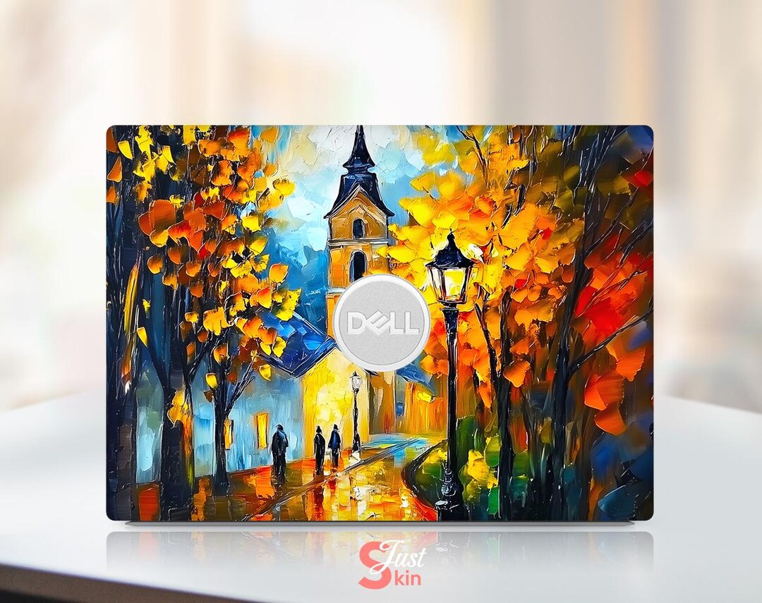 Dell Laptop Sticker Yellow Oil Painting Trees Unique Gift Vinyl Decal ...