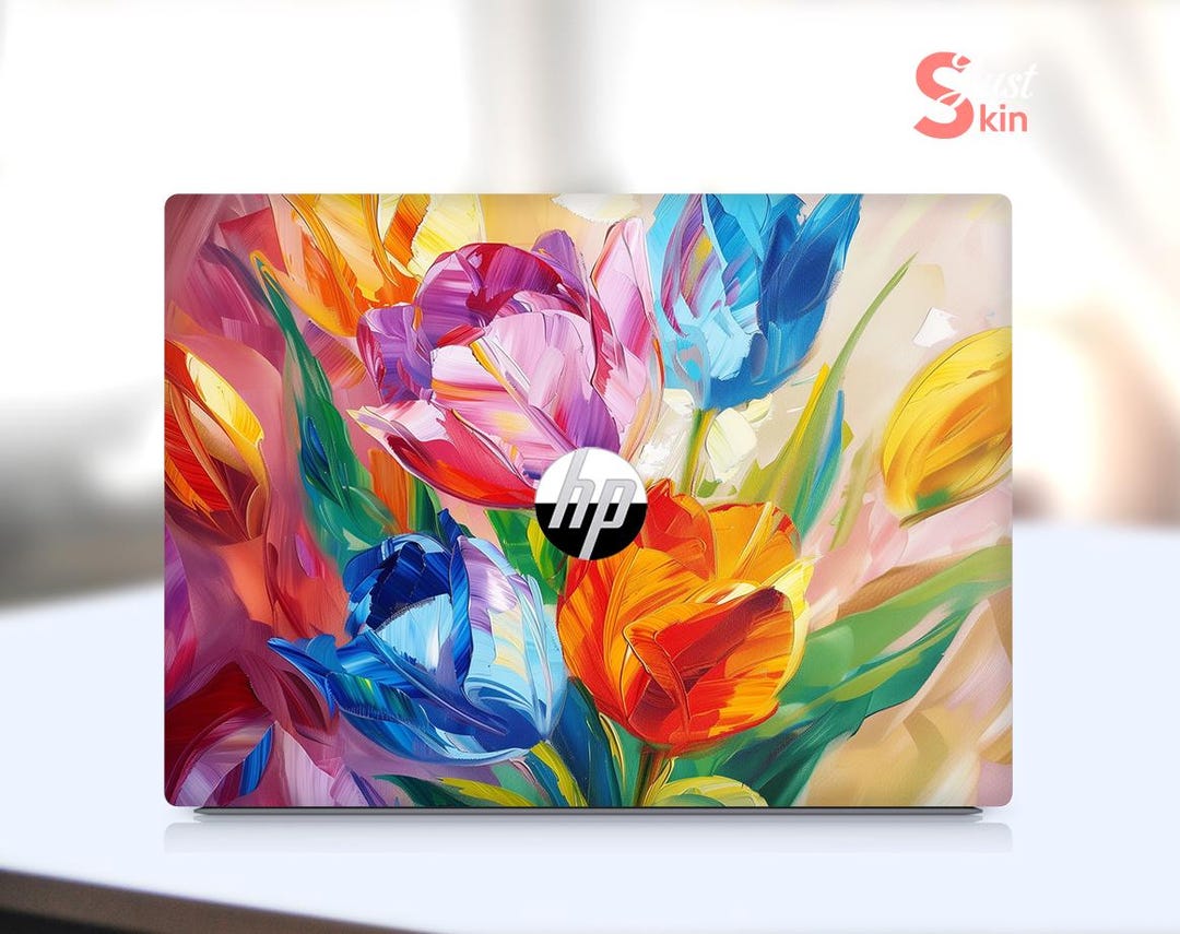 HP Laptop Decal Custom Personalized Colorful Tulip Pattern Vinyl Decal ...
