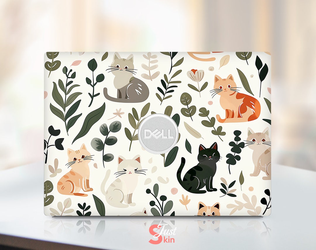 Dell Laptop Sticker Personalized Custom Gift White Background Cute Cat ...