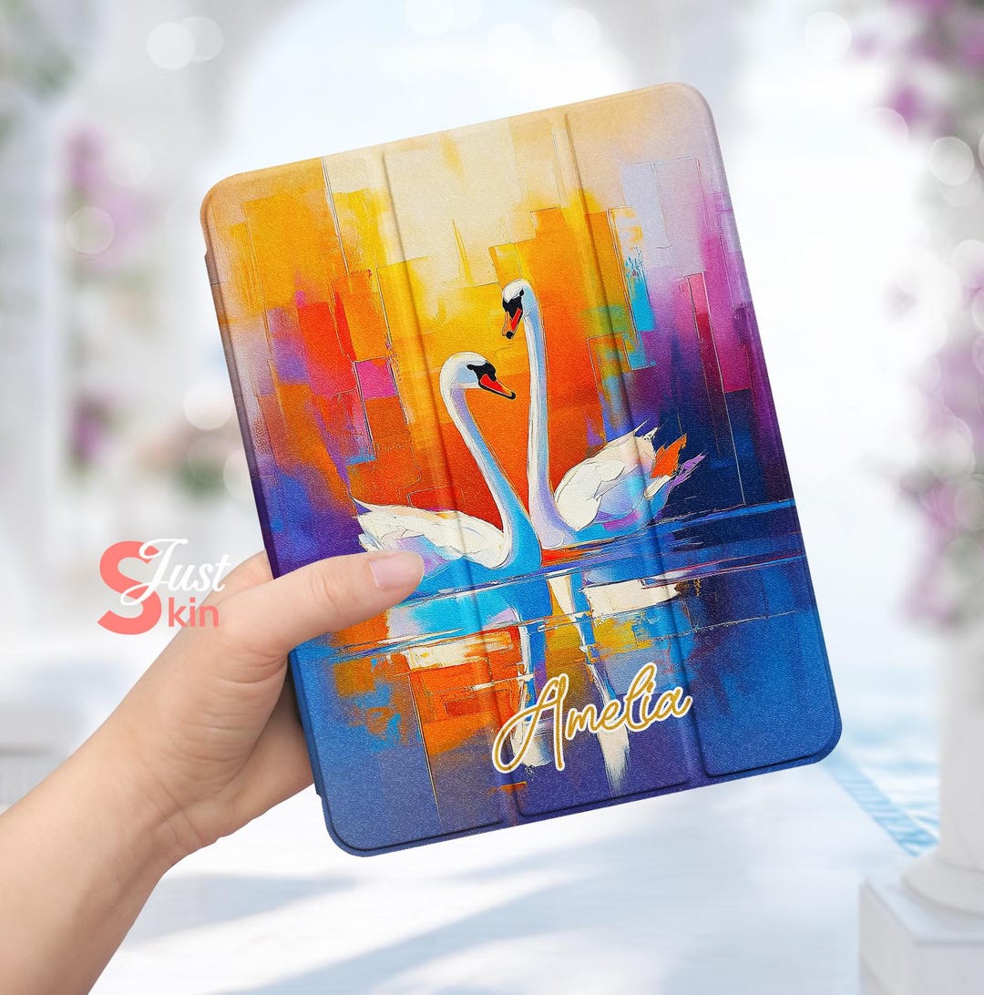 Mini Lpad Case Sunset Swan Name iPad Case Aesthetic Personalized Cover ...