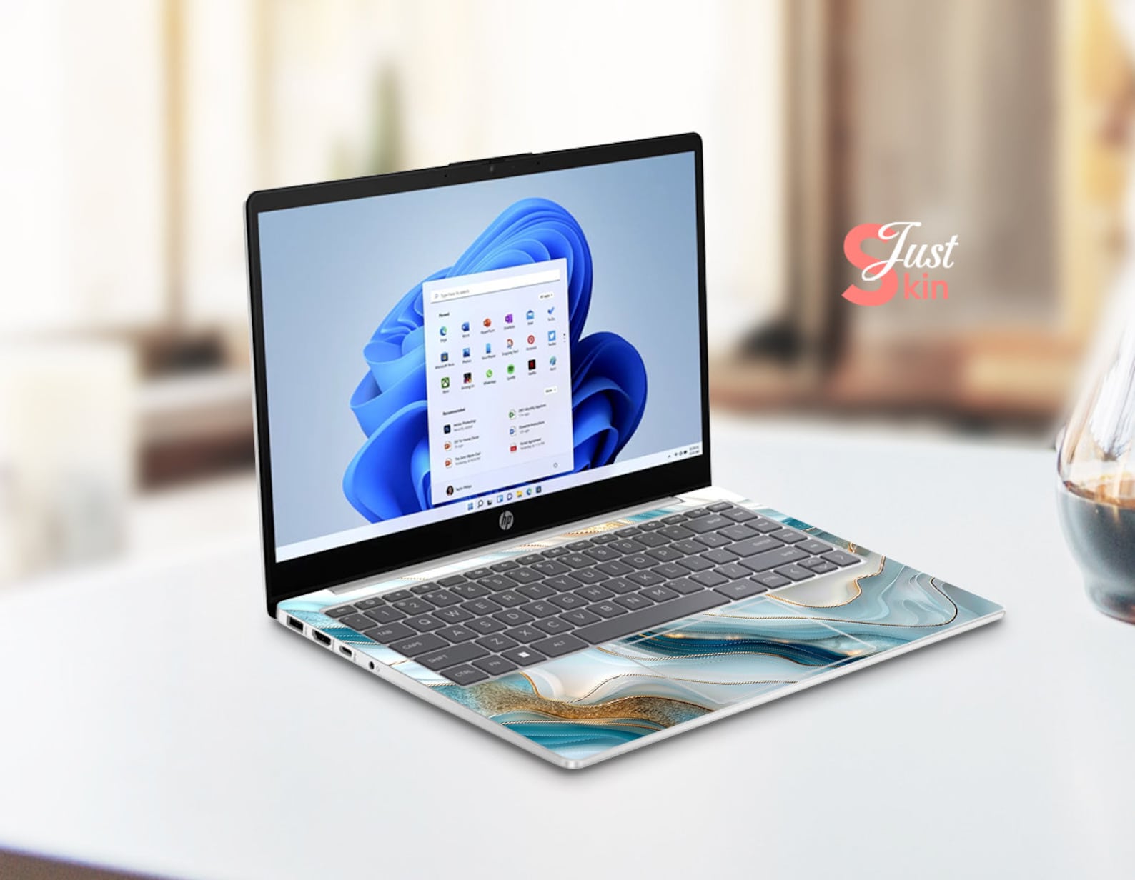HP Laptop Decal Daughter Gifts Personalized Blue Ripple Design Vinyl ...