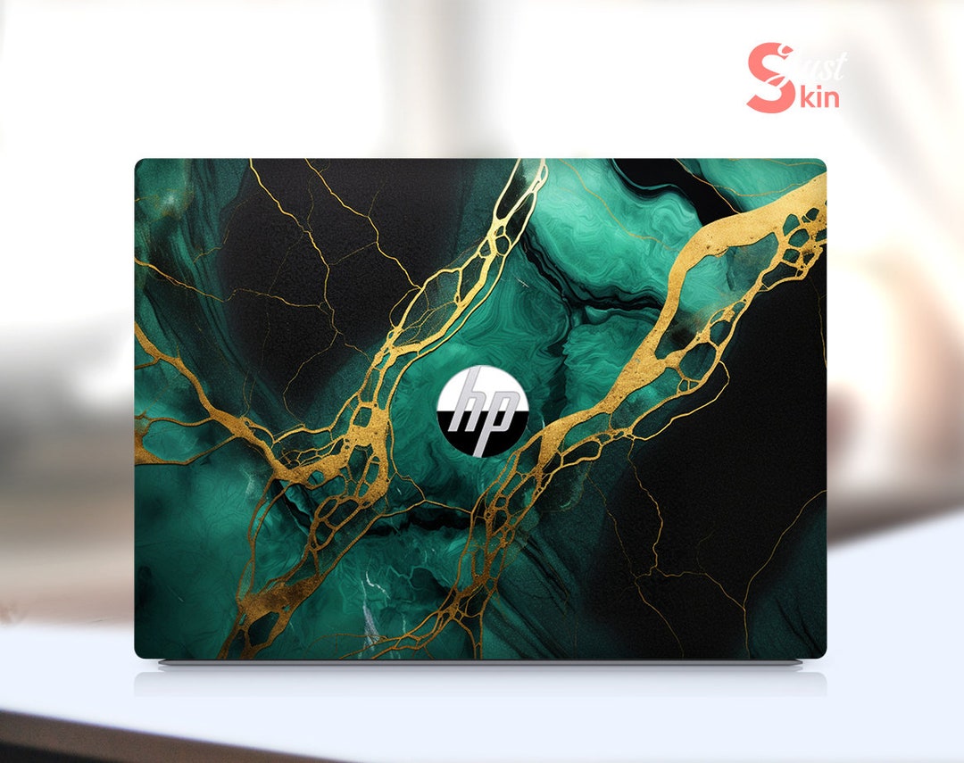 Hp Decals, 16 Inch Laptop, Unique Gift, Customization Green Marble ...