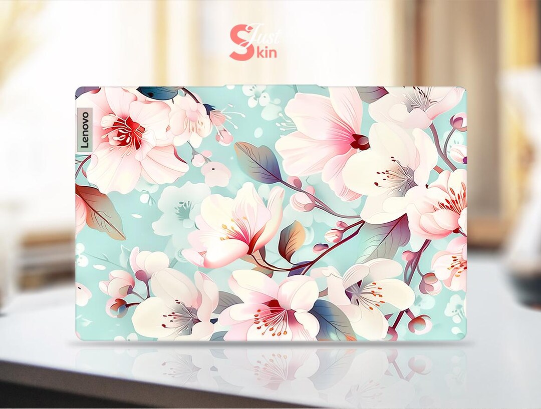 Lenovo Computer Skin Personalized White Flowers Customizable Gift Vinyl ...