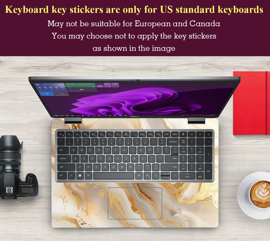 Laptop Skin Customizable Pre-cut Full Coverage Abstract Yellow Vinyl ...