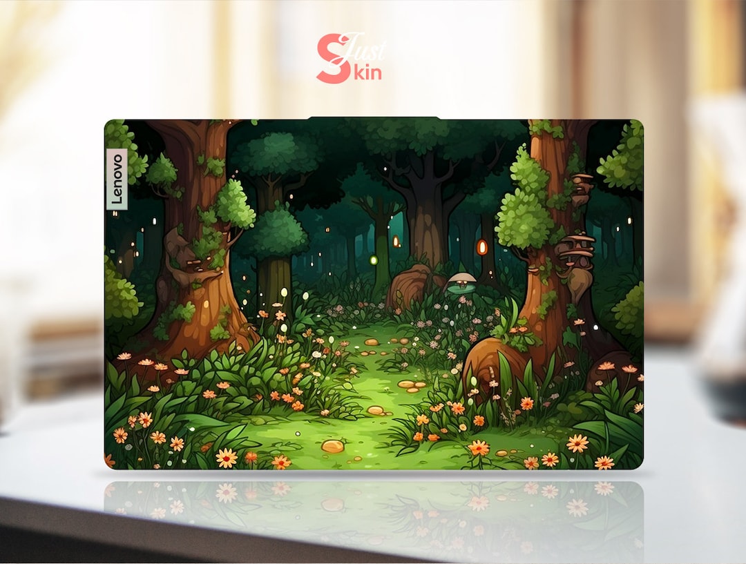 Lenovo Laptop Skin, Computer Sticker Green Forest at Night Personalized ...