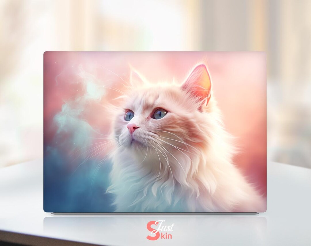 Dell Computer Sticker Custom Cute White Cat Design Gift for Girlfriend ...