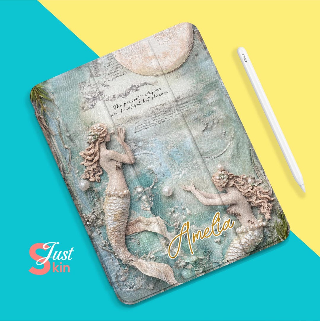 IPad Mini Folio Case Literary Mermaid Art Sculpture Name iPad Case ...