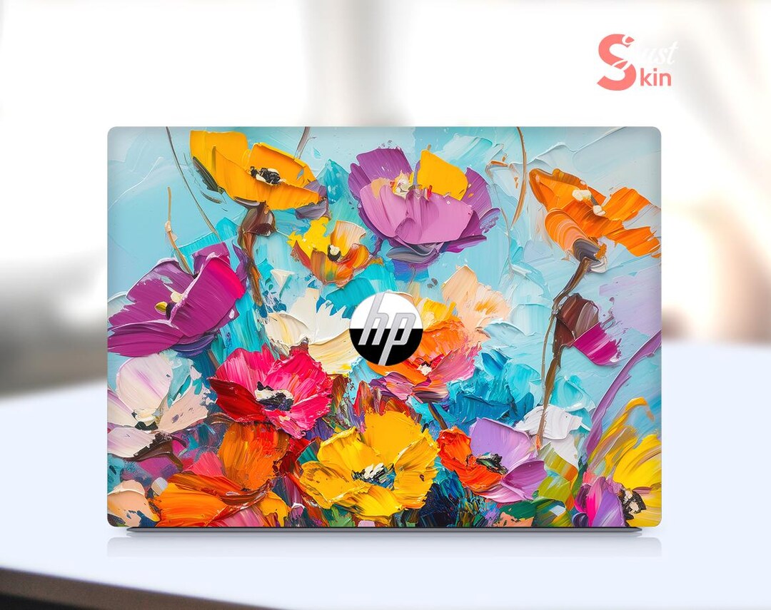 HP Laptop Decal Personalized Oil Painting Floral Pattern Vinyl Decal ...