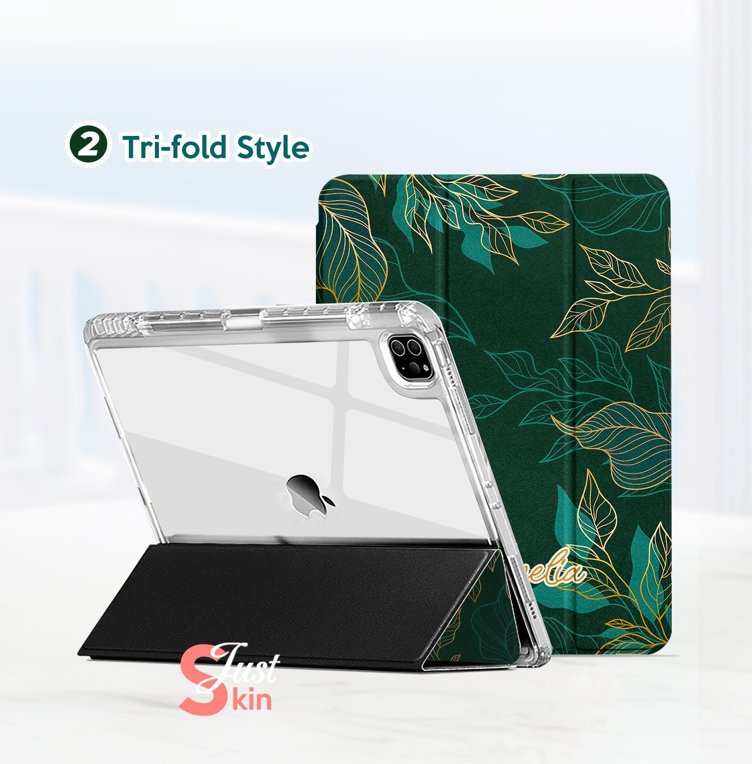 Dark Green iPad Case Protector Folio iPad Cover Branches Design ...