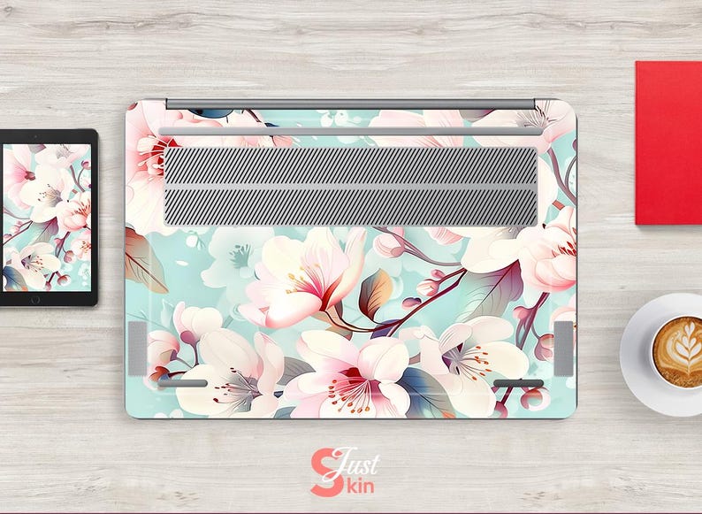 Lenovo Computer Skin Personalized White Flowers Customizable Gift Vinyl ...