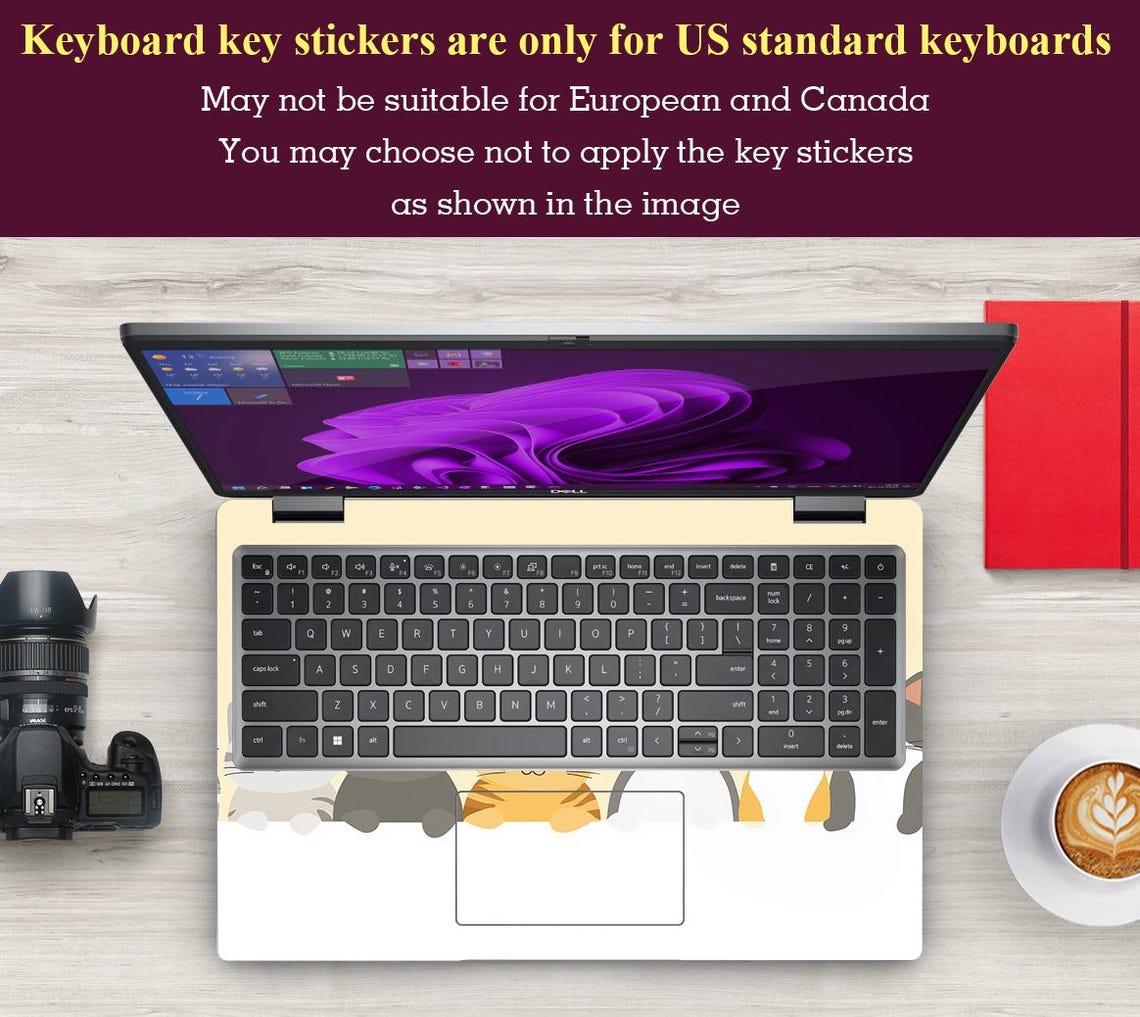 Dell Laptop Sticker Cat Design Custom Personalized Gift Vinyl Decal for ...