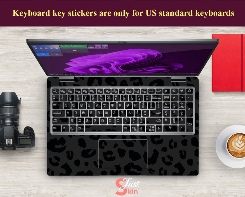 Computer Skins for Hp, Personalized Gift for Wife Black Leopard Print ...