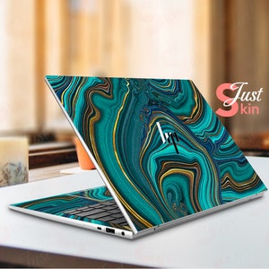 Hp Laptop Skin,hp Pavilion Cover Skin,personalize Green Marble Texture ...