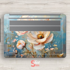 HP Laptop Skin Retirement Gift Custom White Floral Pattern Vinyl Decal ...