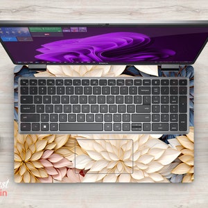 Dell Laptop Stickers, Plain Aesthetic Flowers Pattern Ultra-thin Oil ...
