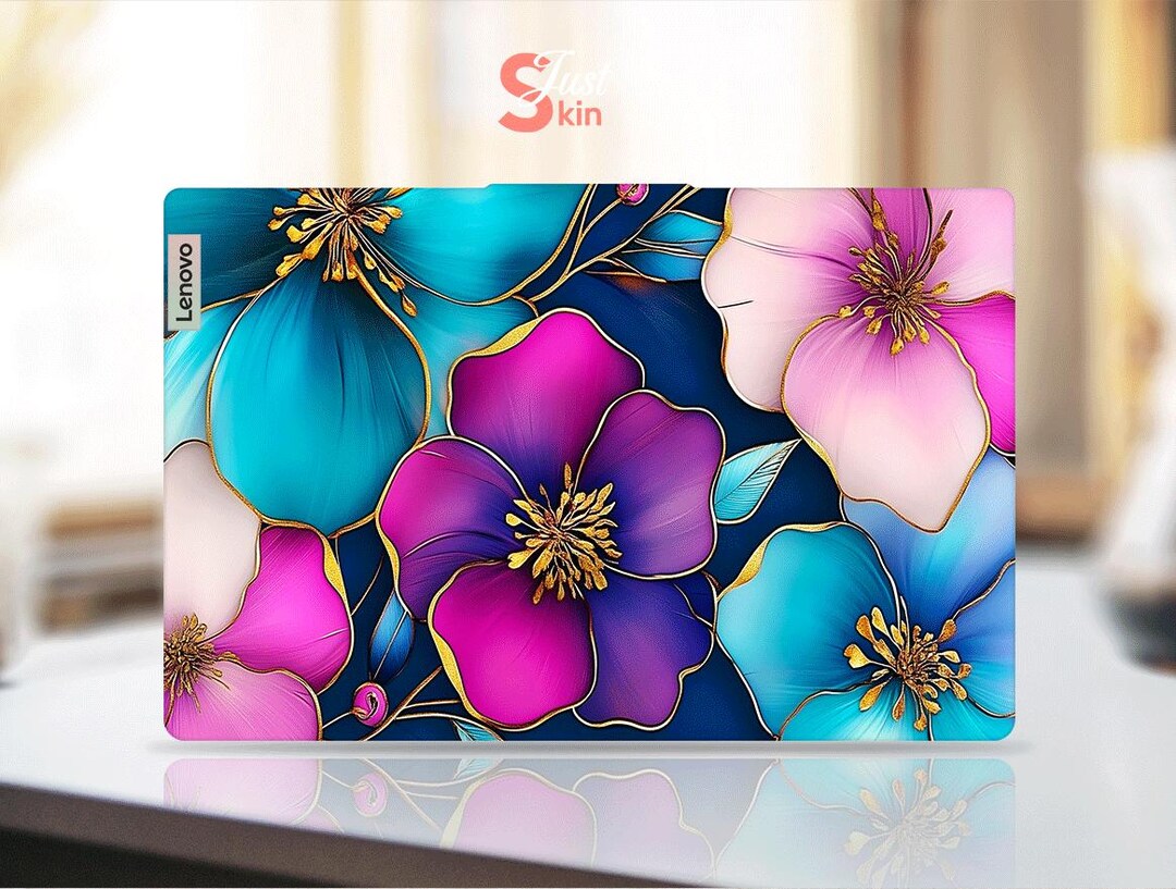 Lenovo Laptop Skin Personalized Gift for Mom Bright Flowers Vinyl Decal ...